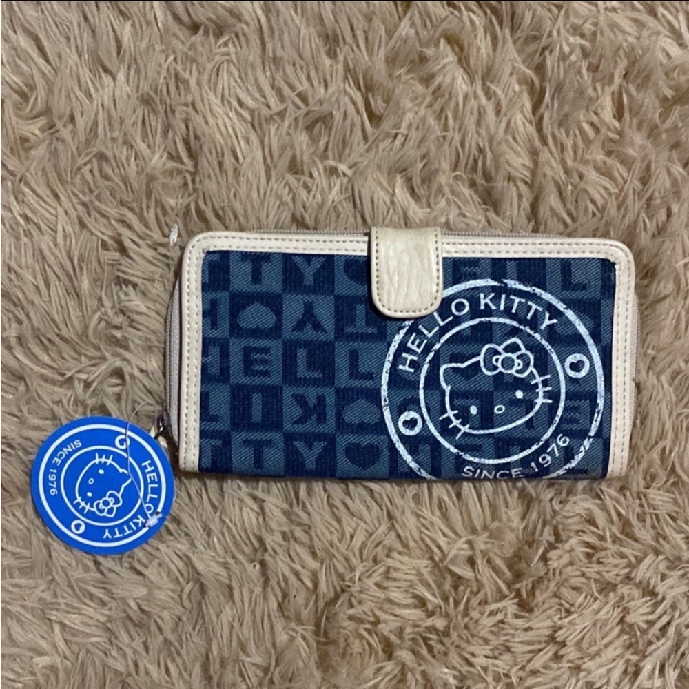 Sanrio Hello Kitty Monogram Denim Long Wallet - Gem